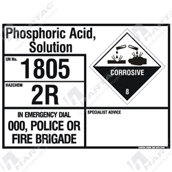 HS6890 - Hazchem (EIP) "Phosphoric Acid Solution" Metal Non-Reflective ...