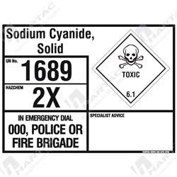 HS6894 - Hazchem (EIP) "Sodium Cyanide Solid" Metal Non-Reflective ...