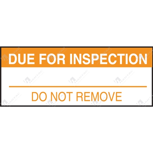 Vinyl Cloth Write-On Labels - Due For Inspection ...... Calibration ...