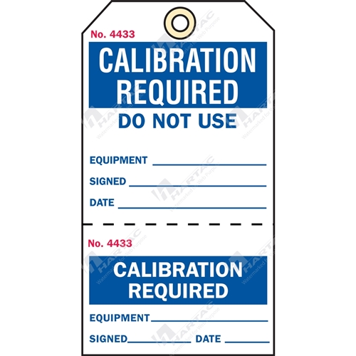 2-Part Production Tags - Calibration Required - With St Two Part Status ...