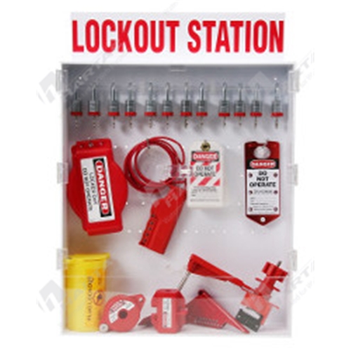 99704 - Large Enclosed Valve Lockout Station with Components & 12 Brady ...