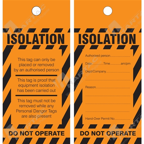 HISO-004P - "Isolation" Outdoor Polypropylene Tag - 75mm x 160mm ...