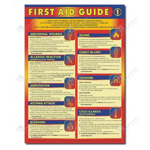 HS11394 - First Aid Guide 1 Laminated Poster - 300mm x 420mm - Hartac ...