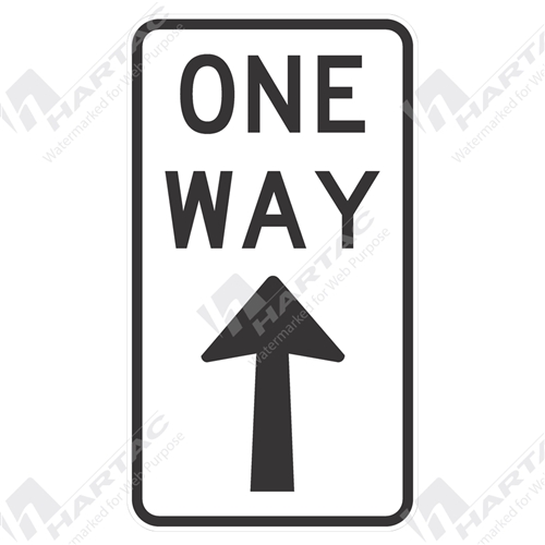 R2-17C - 900*1600 Traff Alum Ref CL1 One Way With Up Arrow Black on White POA - Hartac Australia