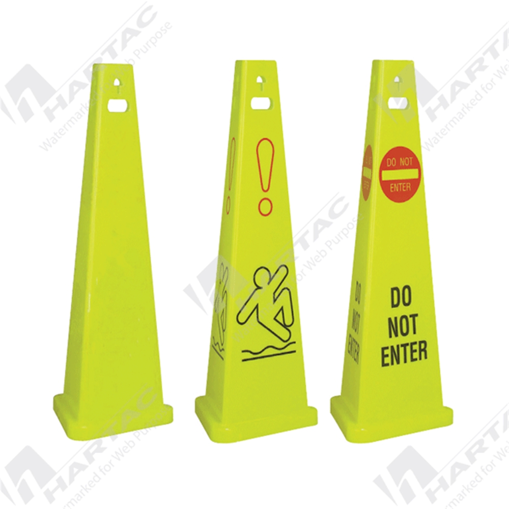 848282 - Trivu 3 Sided Safety Cone Fluoro Green 330Wx1000H Blank ...