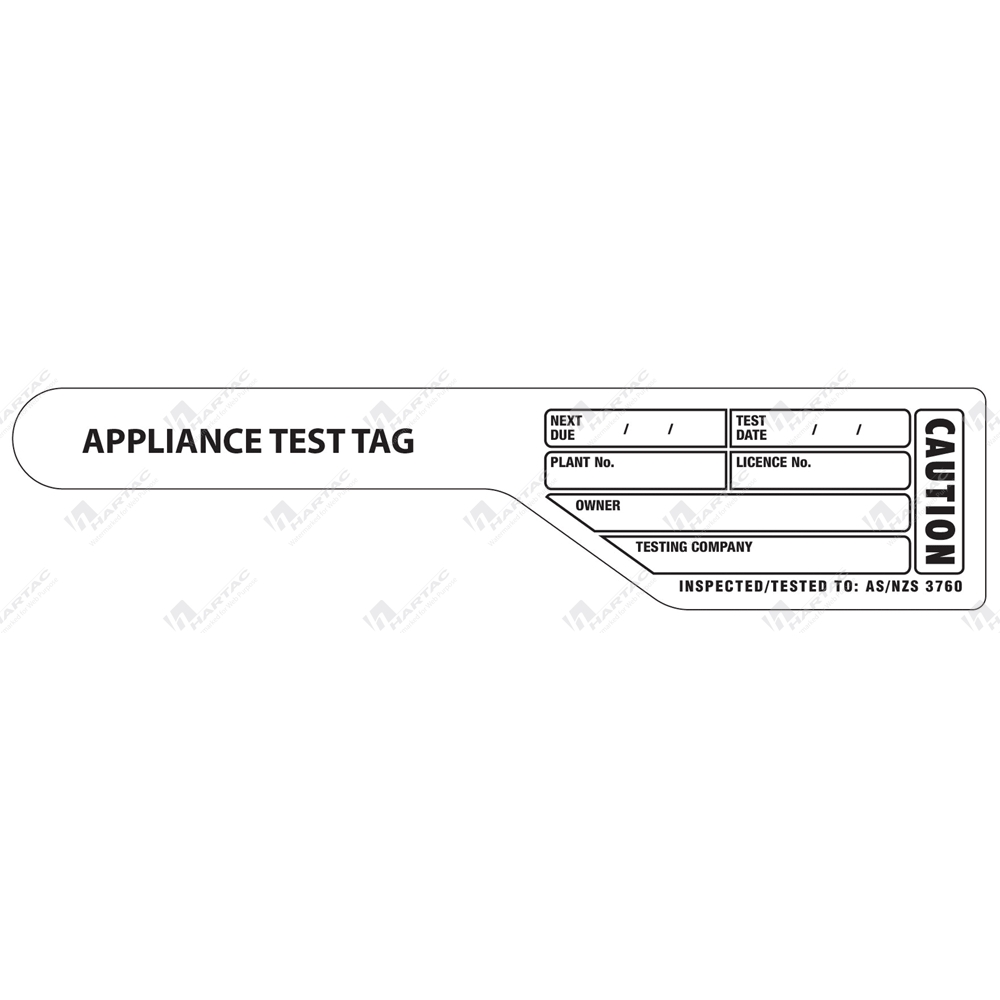 FTW - Appliance Test Tags White Cricket Bat Shape Flag Tag c/w Clamping ...