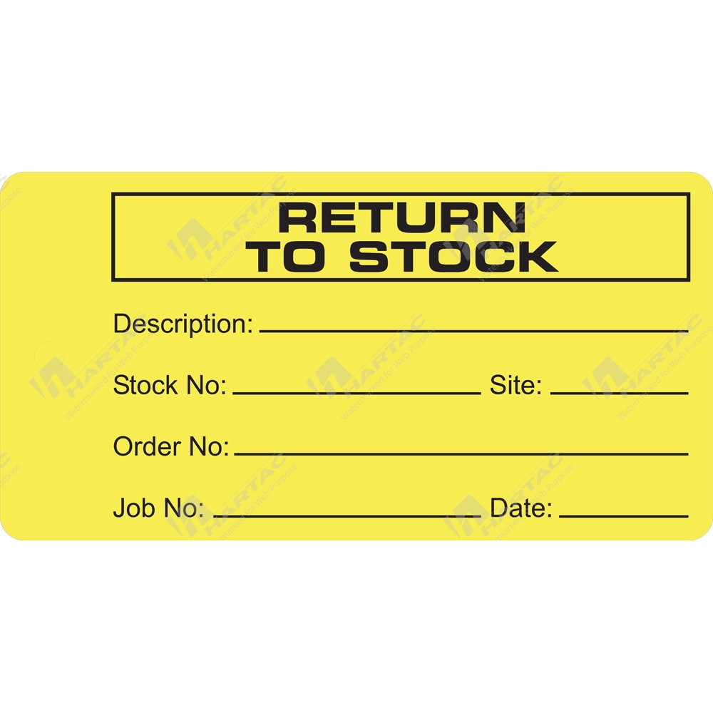 HS3589 - Hartac Poly Tag 145*75 Return to Stock Black on Yellow ...