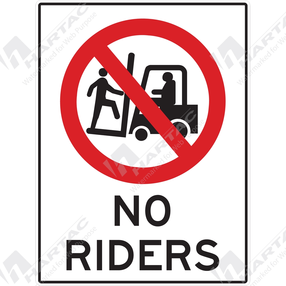 HS6136 - Prohibition (General Signage) "No Riders" Metal Non-Reflective ...