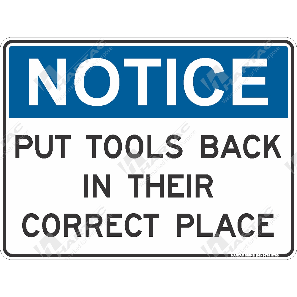 HS6428 - 150*100 Gen S/A Non-Ref Notice Put Tools Back In Their Correct ...