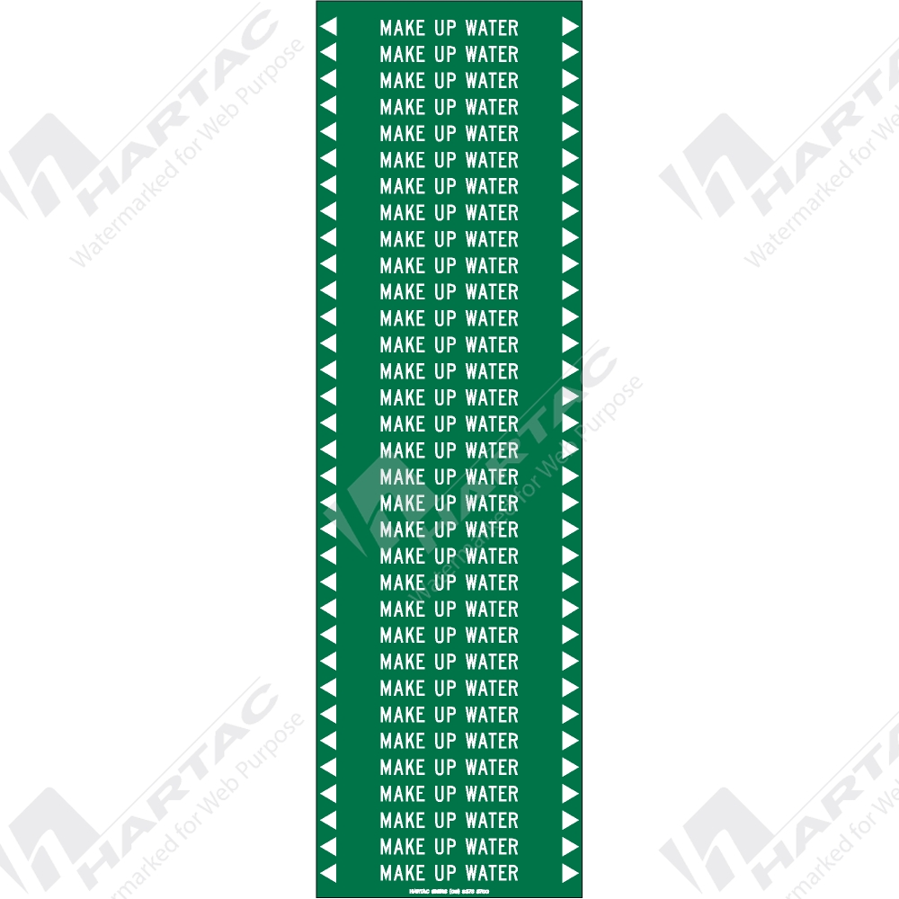 PG082 - 89*300 Pipemarker Type T S/A Non-Ref (pk10) Make Up Water White ...