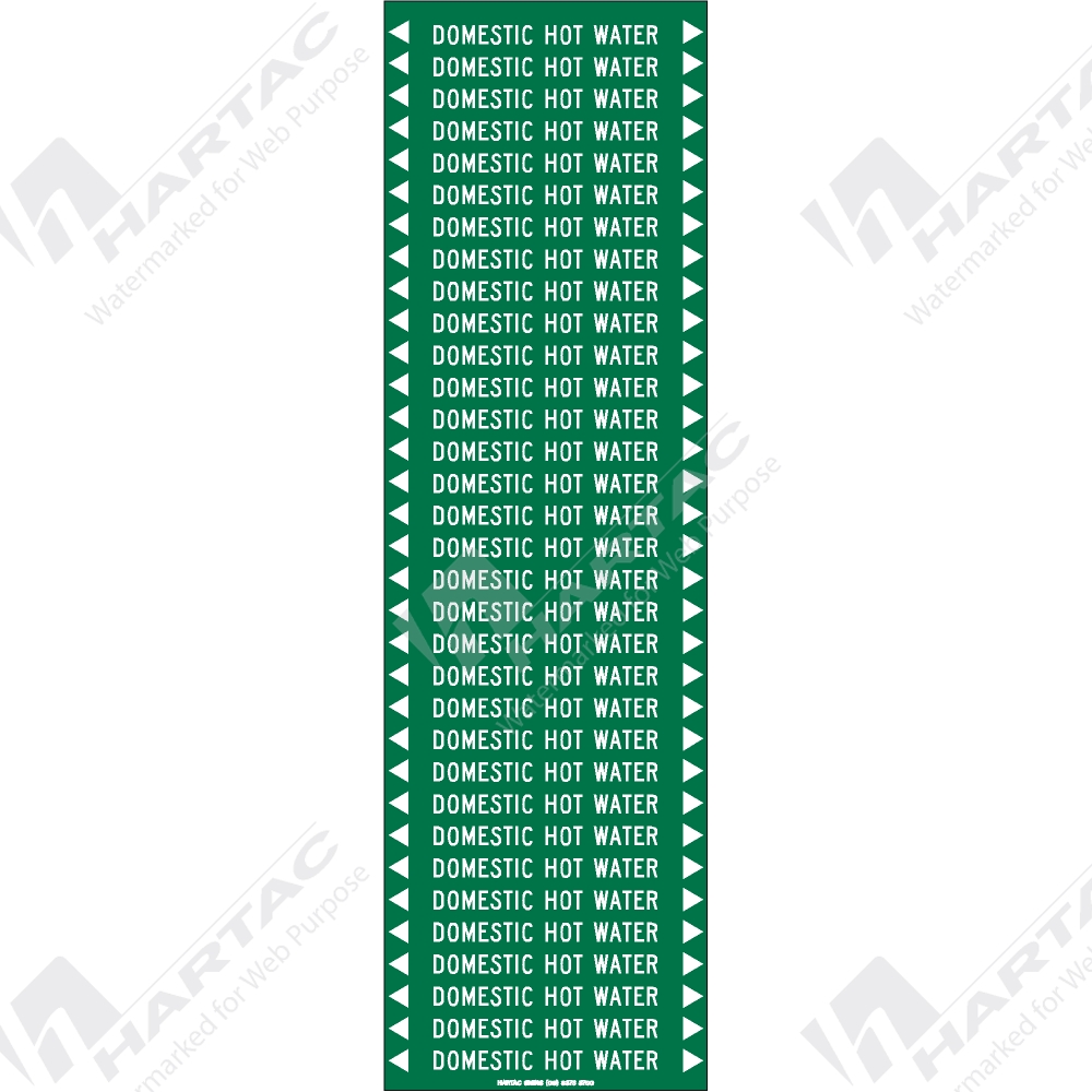 PG102 - 89*300 Pipemarker Type T S/A Non-Ref (pk10) Domestic Hot Water ...