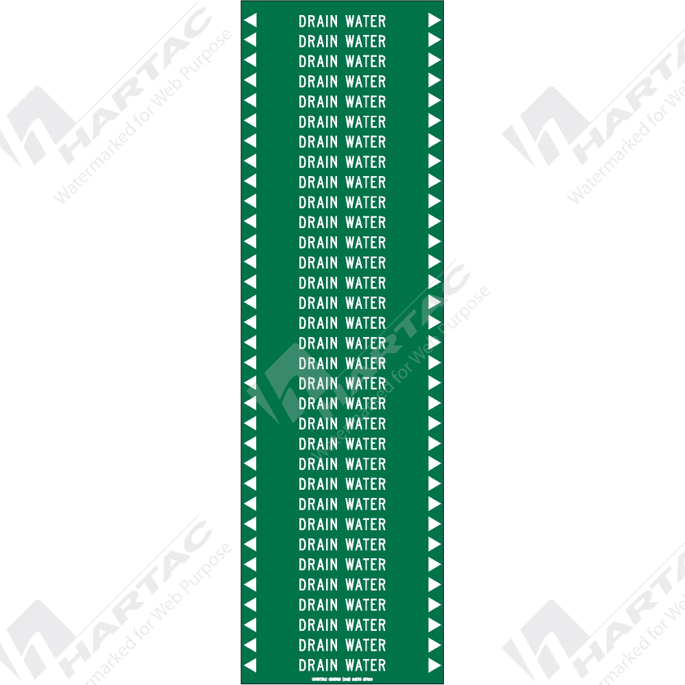 PG942 - 89*300 Pipemarker Type T S/A Non-Ref (pk10) Drain Water White ...