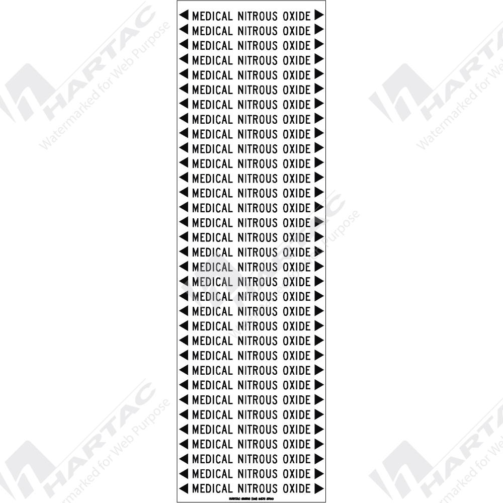 PH032 - 89*300 Pipemarker Type T S/A Non-Ref (pk10) Medical Nitrous ...