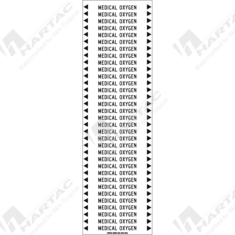 PH052 - 89*300 Pipemarker Type T S/A Non-Ref (pk10) Medical Oxygen ...