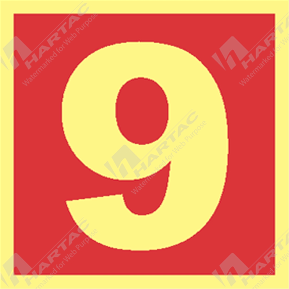 PR6209JJ - 150*150mm - Marine Poly Number 9 Red on Luminous - Hartac ...