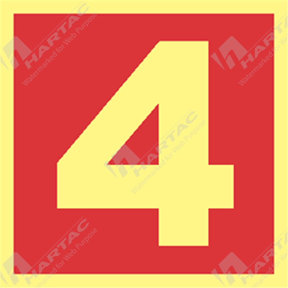 PV6204GG - 100*100mm - Marine S/A Number 4 Luminous on Red - Hartac ...