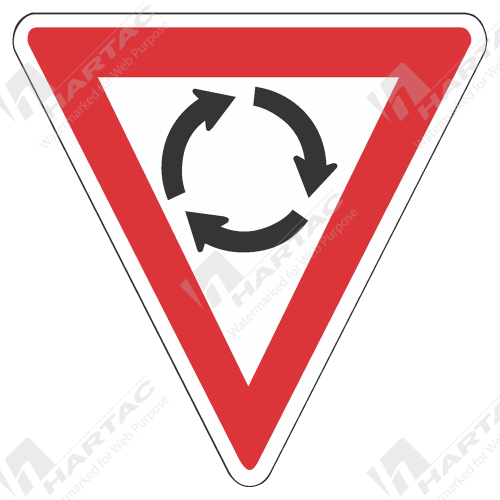 R1-3A - 750H Traff Alum Ref CL1 Roundabout picto Red & Black on White - Hartac Australia