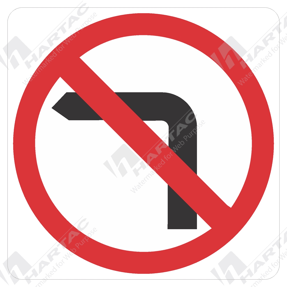 R2-6D(L) - 900*900 Traff Alum Ref CL1 No Left Turn (Picto Only) Black & Red on White POA ...