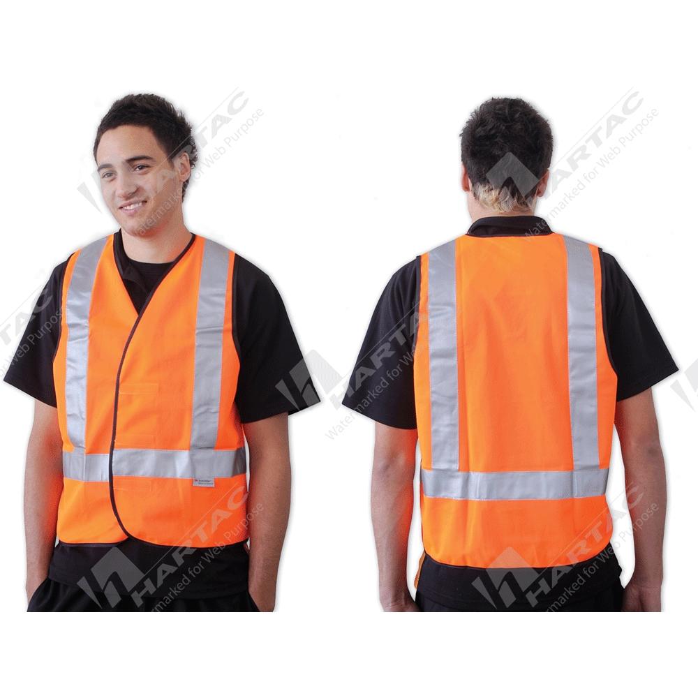 SVO-ASS - Safety Vest Fluoro Orange H Back Reflective S - Hartac Australia