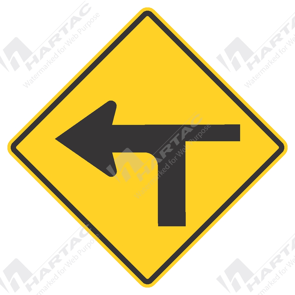 W9-2A(L) - 600*600 Traff Alum Ref CL1 Modified T Intersection Left Black on Yellow - Hartac ...