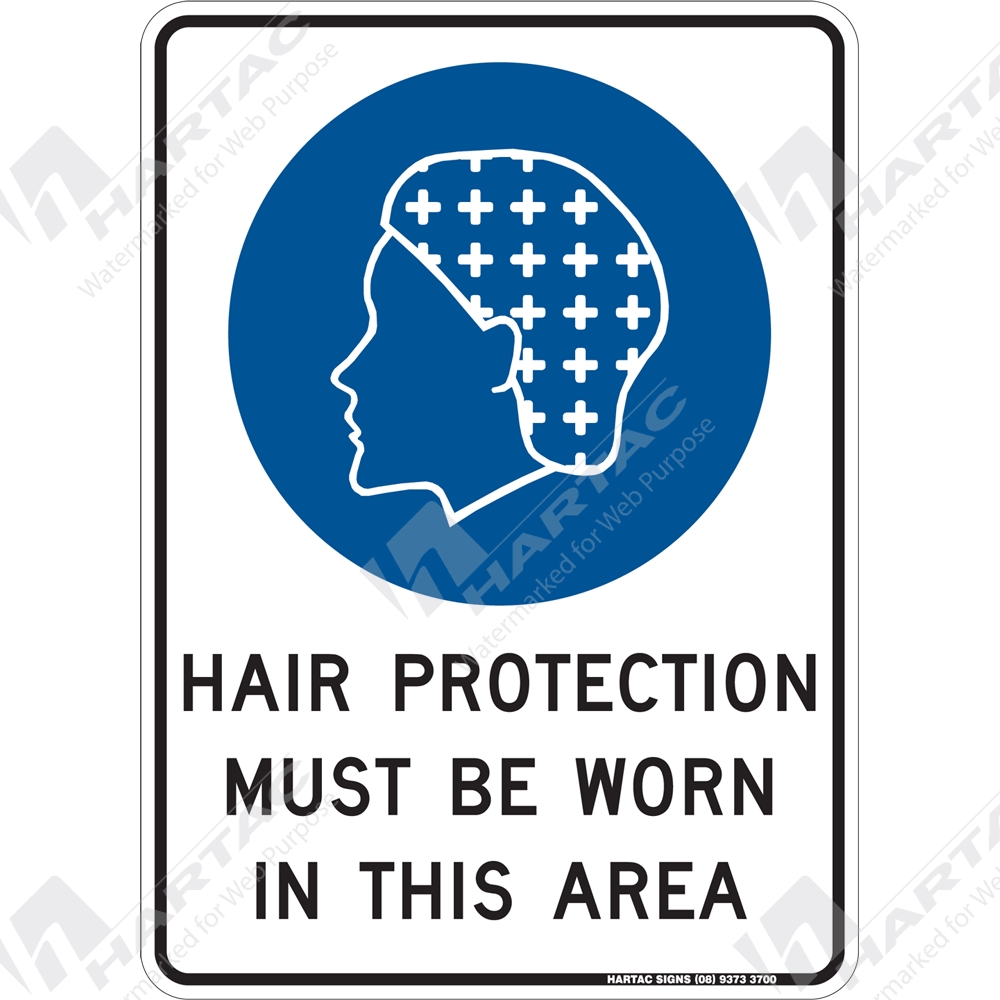 Mandatory Signs - Mandatory Sign (Portrait) Hair Protection Must Be ...