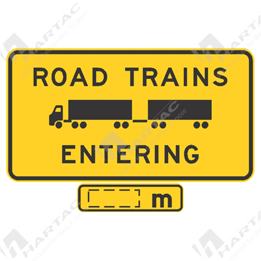 Warning Signs - Road Trains Entering Left Aluminium Reflective Class 1 ...