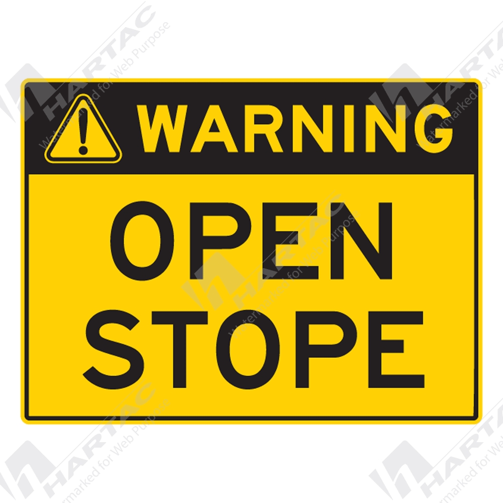 Warning Signs & Stickers - Warning Sign Open Stope - Company Name ...